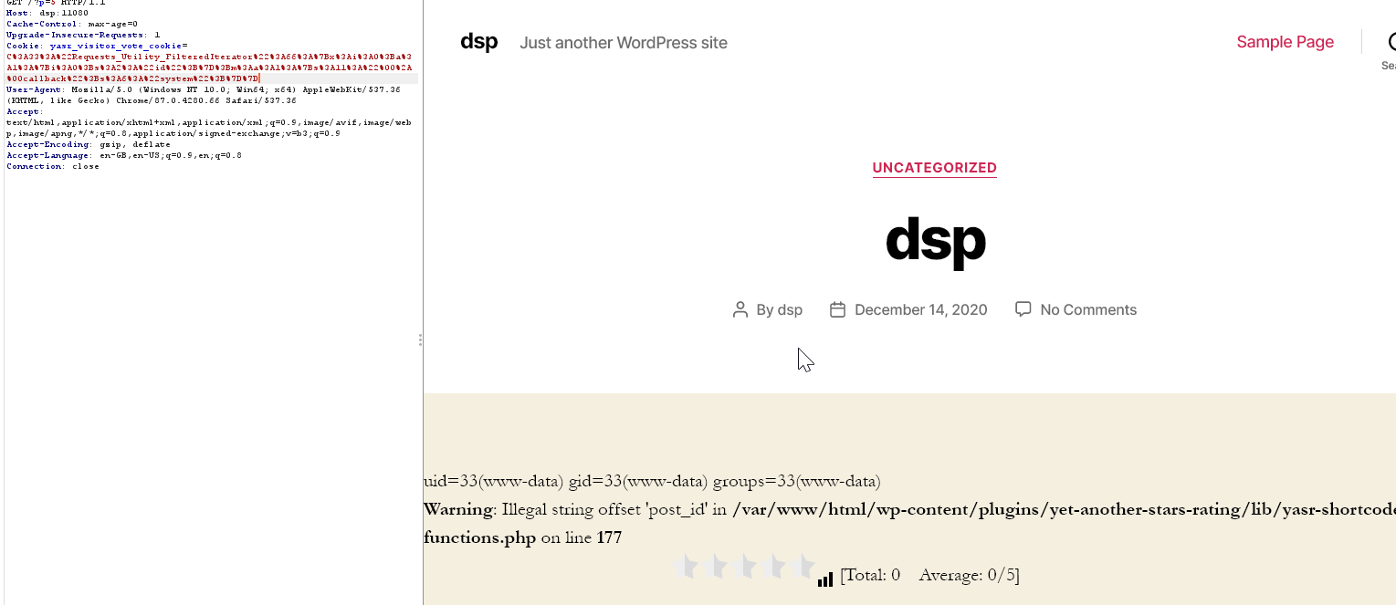 Study PHP Unserialize Object Injection in Yet Another Stars Rating plugin by using Docker ...